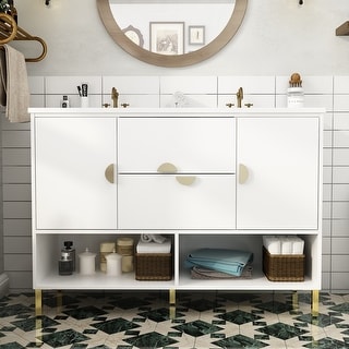 47.2" Modern Simplicity Bathroom Vanity Set White - Versatile Storage - Bed Bath & Beyond - 38368482